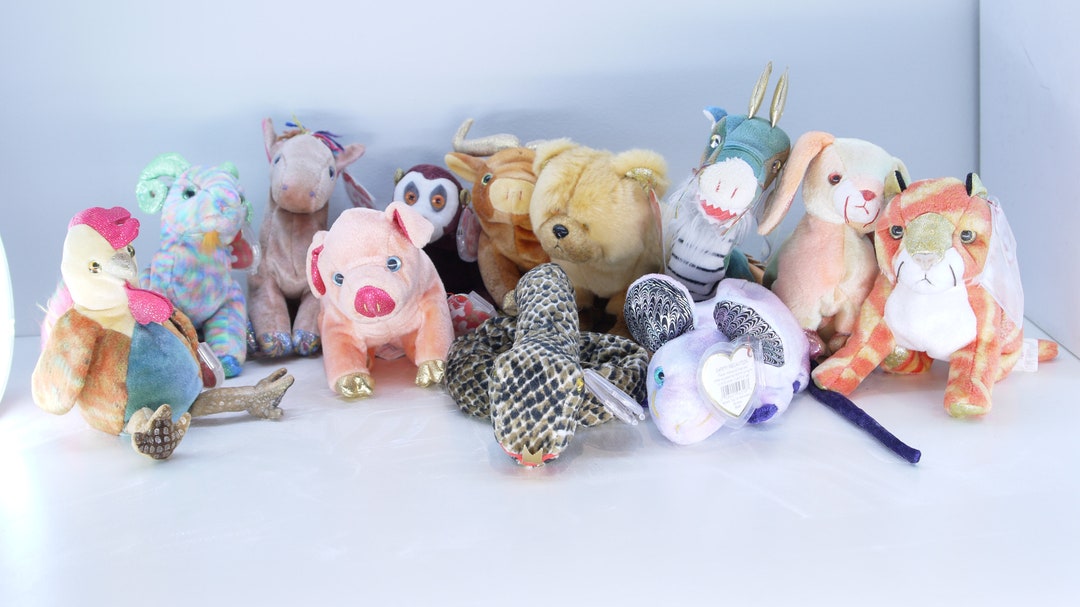 Dog, Dragon, Goat, Horse, Monkey, Ox From Chinese Zodiac 2000 TY Beanie ...