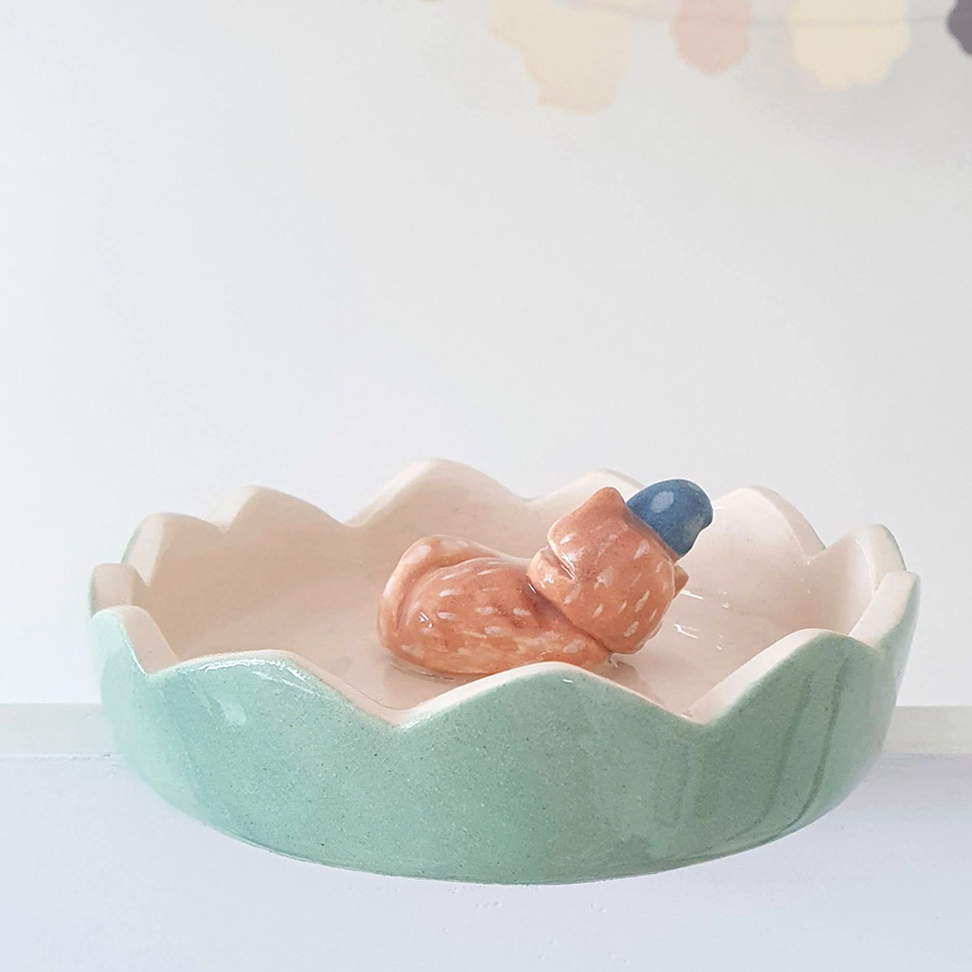 Enchanting Sleepy Fox Incense Holder - Handmade Ceramic Ring Dish ...