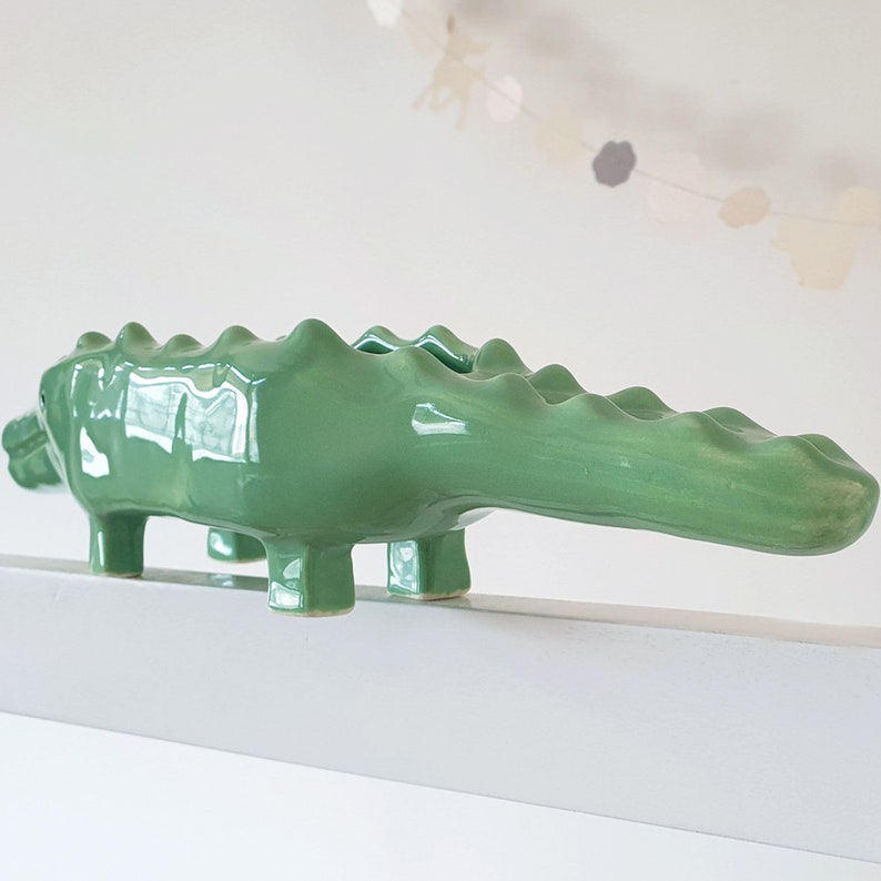 Adorable Crocodile Planter - Large Ceramic Flowerpot - Handmade Plant ...
