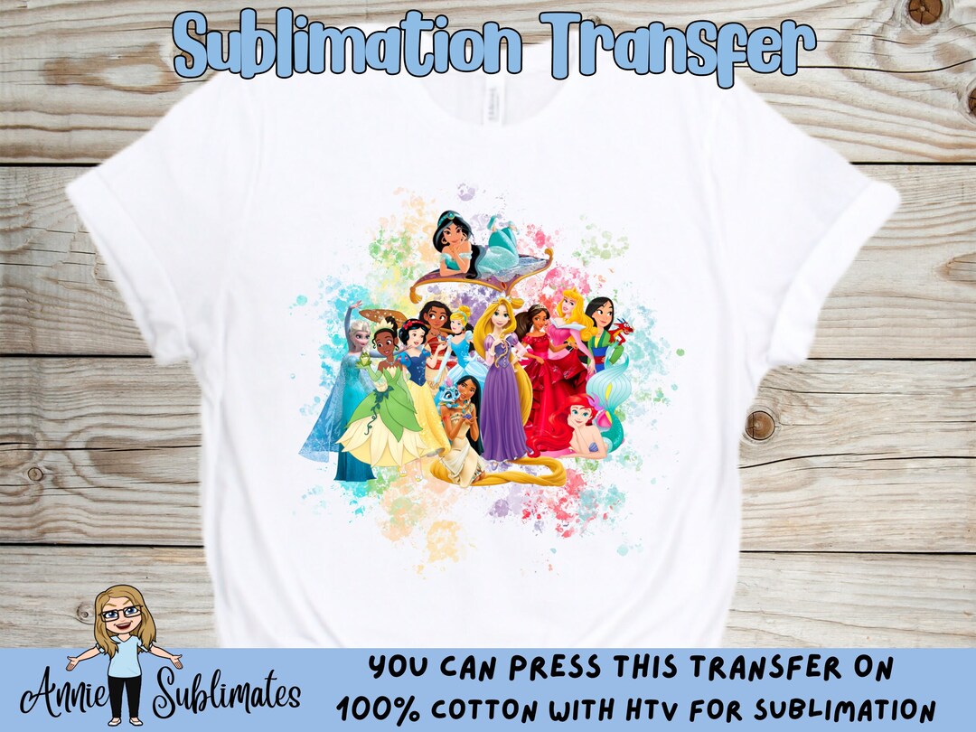 Princesses Sublimation Sheet, Ready to Press Sublimation Transfer ...