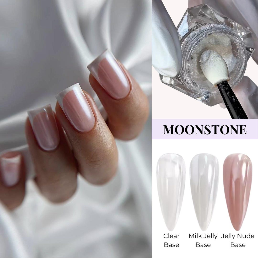 Moonstone White Chrome Nail Powder – Glazed Donut Effect, Mirror Finish ...