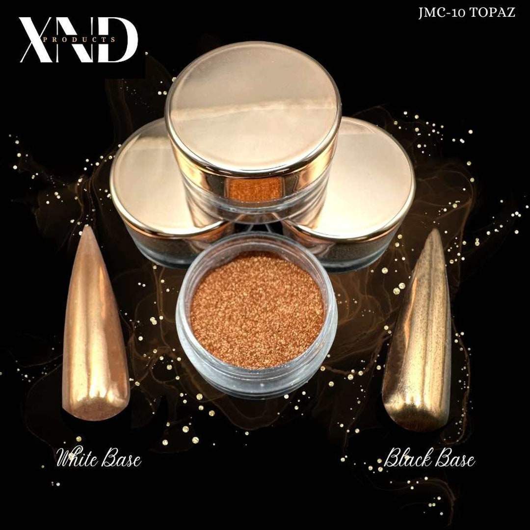 Topaz Gold Nail Chrome Powder: Mirror Effect Metallic Nails (1 Gram) - Etsy