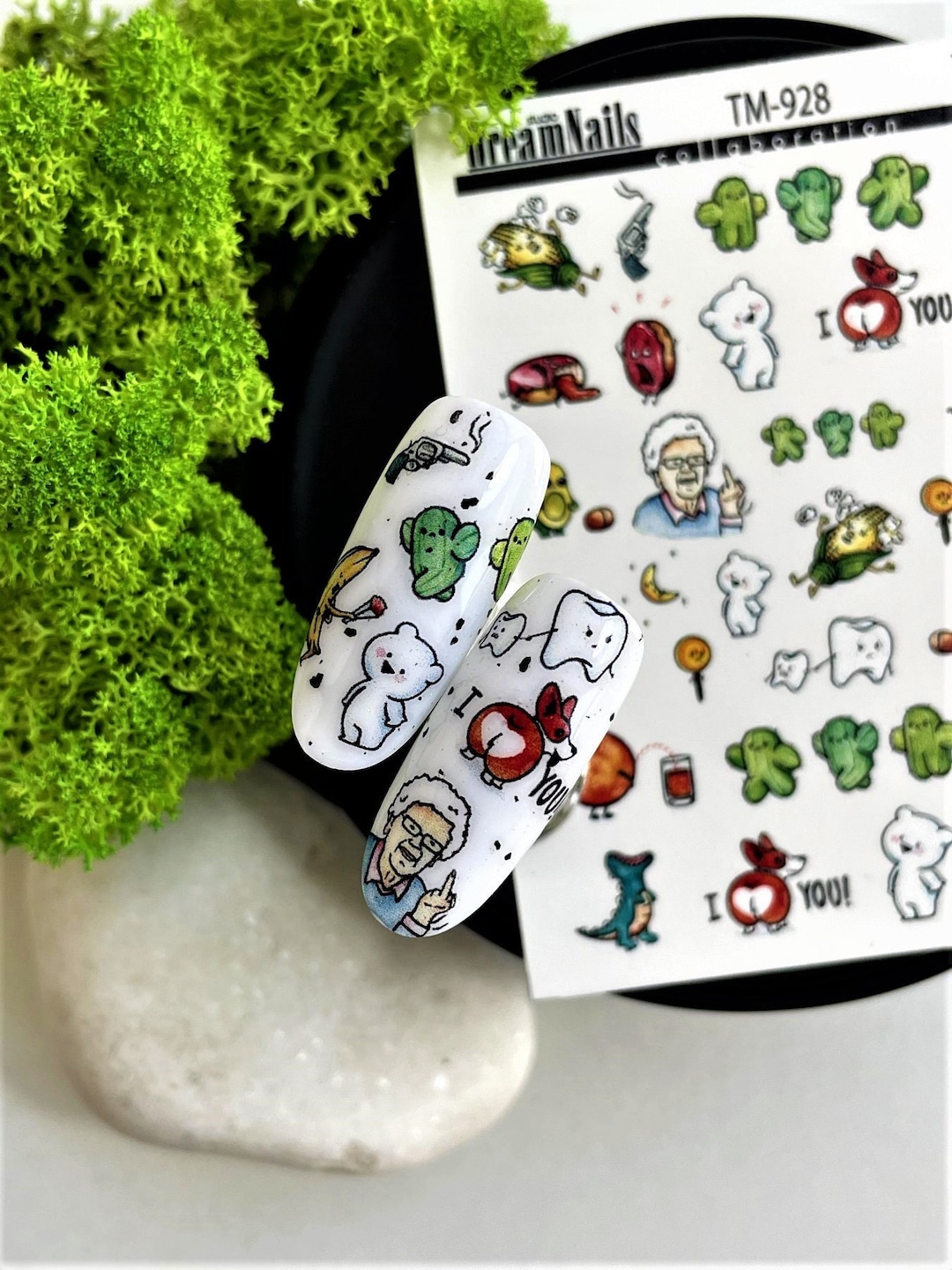 Nail Decal 2D / Pop Art Fun / Granma/ Banana/ Popcorn/ Cactus/ Avocado ...