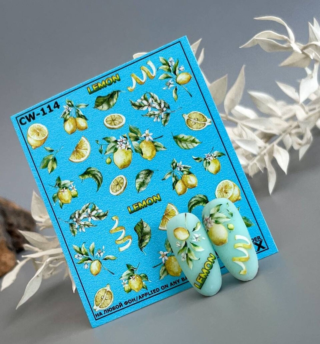Lemon Nail Decals, Citrus Water Transfer Stickers - Etsy