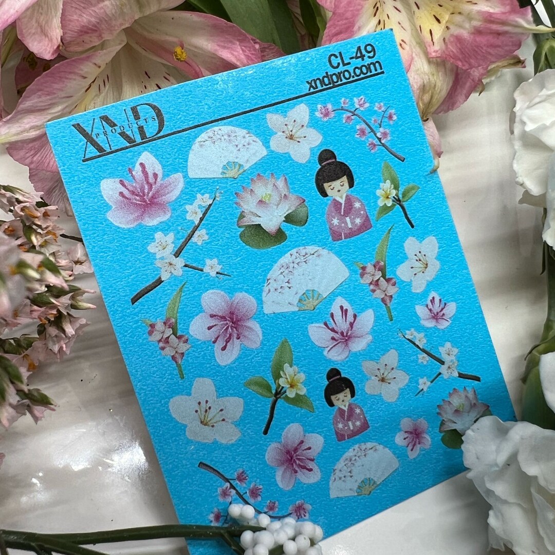 Nail Decal 2D / Culture / Japanese /cherry Blossom/ Sakura/ Japanese Dolls/nail Waterslide ...