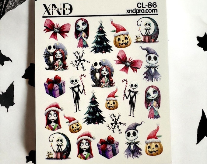 Nail Decal 2D Jack/ Jack Inspired / Skeleton/ Christmas/ Cute/ Water ...