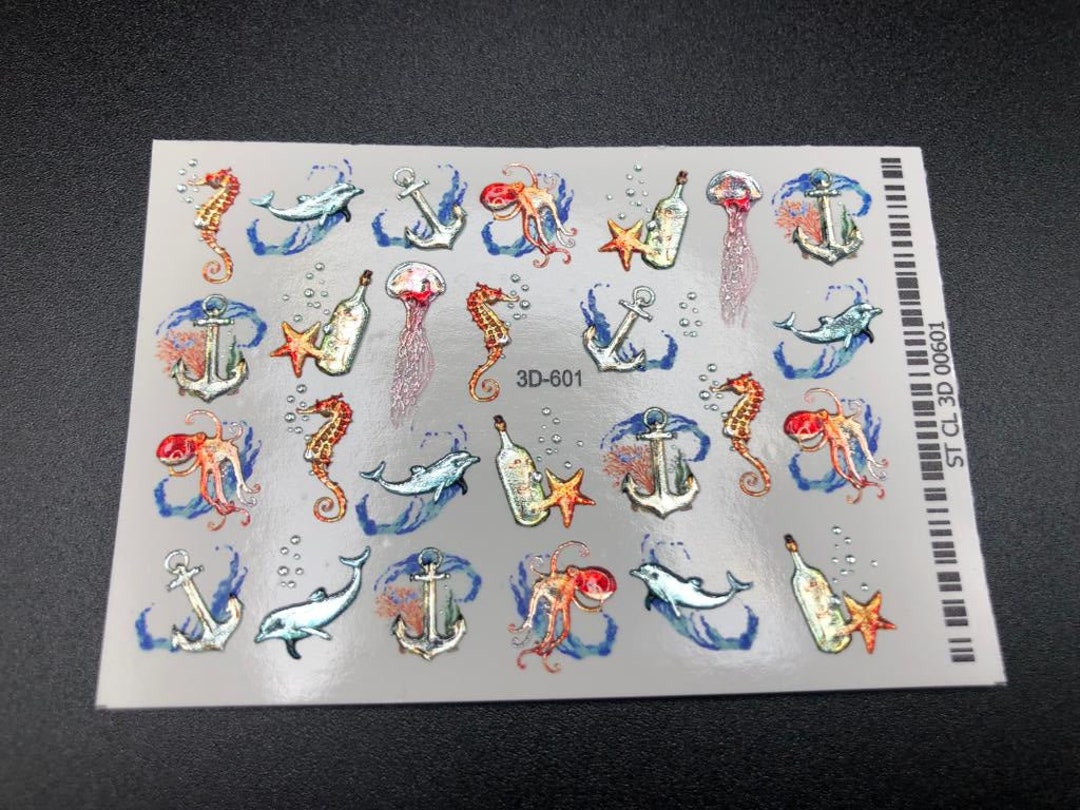 Nail Water Decal /summer/ Dolphin/ Octopus/ Ocean / Waterslide / Decals ...