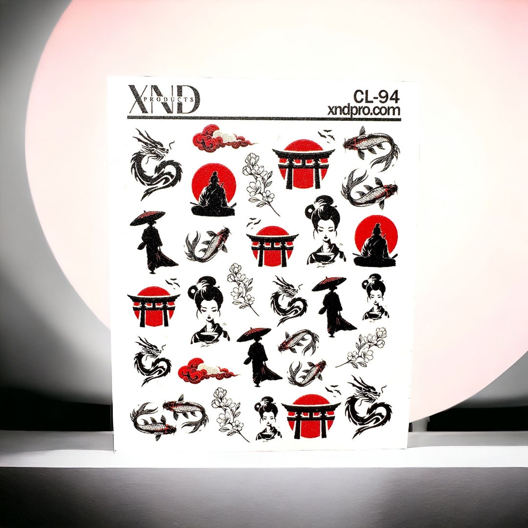 Nail Decal 2D / Japanese / Geisha / Dragon / Koi Fish / Nail Waterslide ...