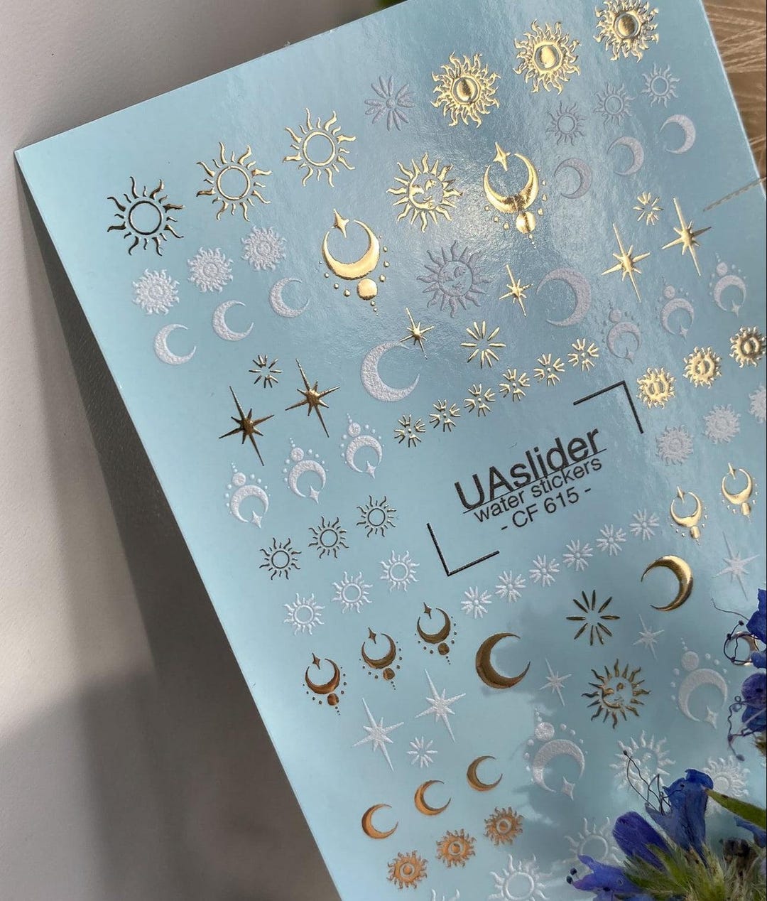Celestial Nail Water Decals, Gold Moons, Stars, Suns | Water Slide Nail ...