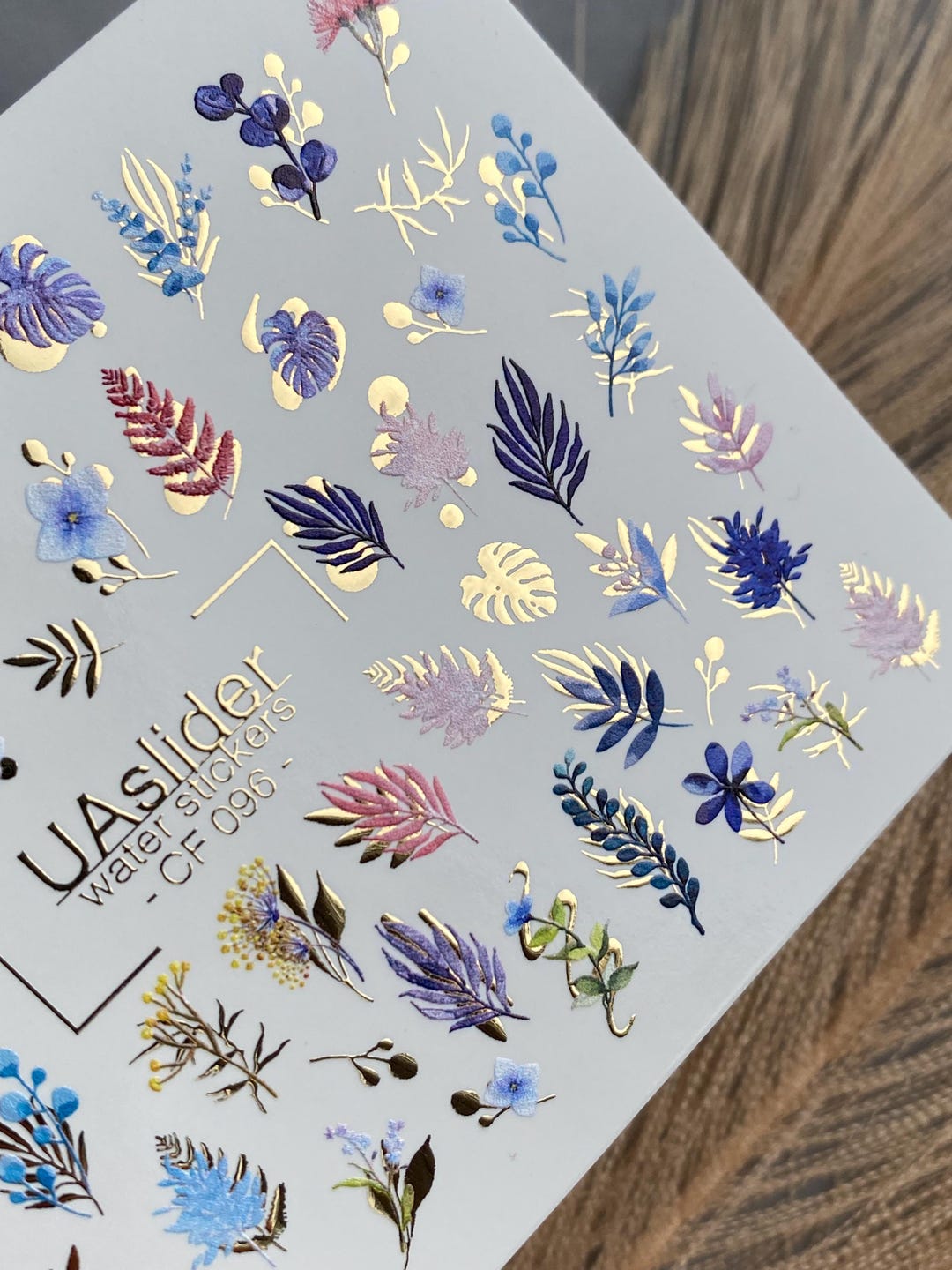 Nail Water Decal Gold Foil / Foliage/ Leaves/ Spring Nail Waterslides ...