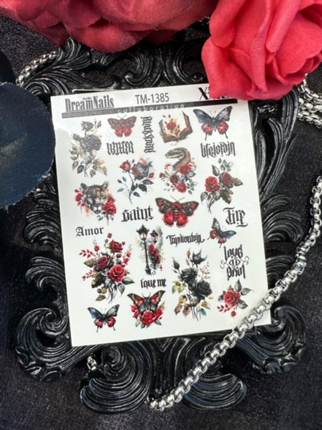 Nail Decal 2D/ Gothic Nails/ Halloween / Moth / Roses / Butterflies ...