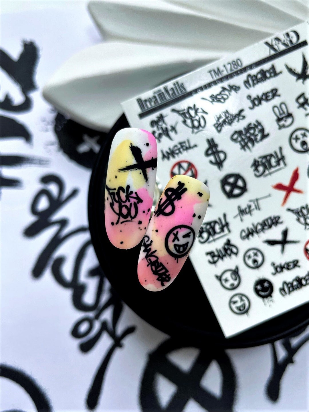 Nail Decal 2D/ Phrases/ Letters/ Swear Words/ Dark / Punk/nail ...