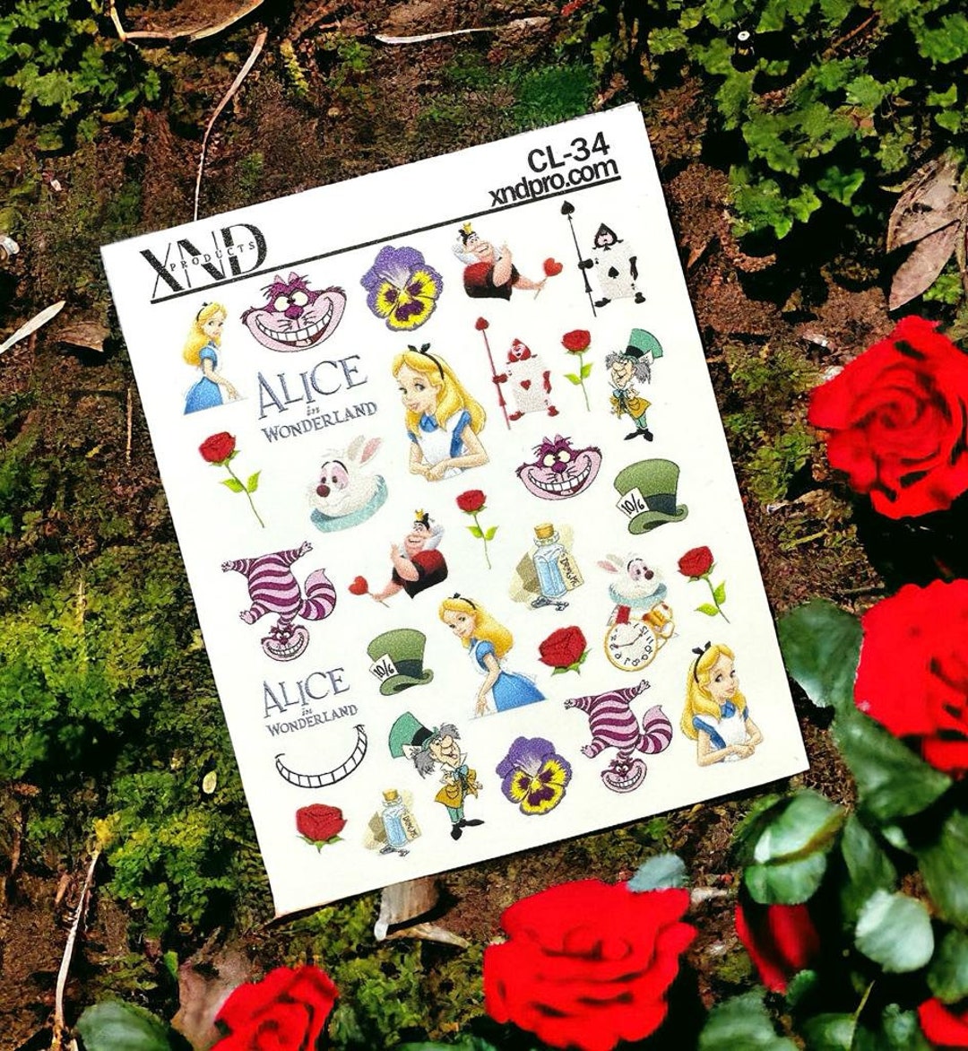 Nail Decal 2D / Alice Inspired/ Wonderland/ Drink Me/ Alicia/ Roses ...