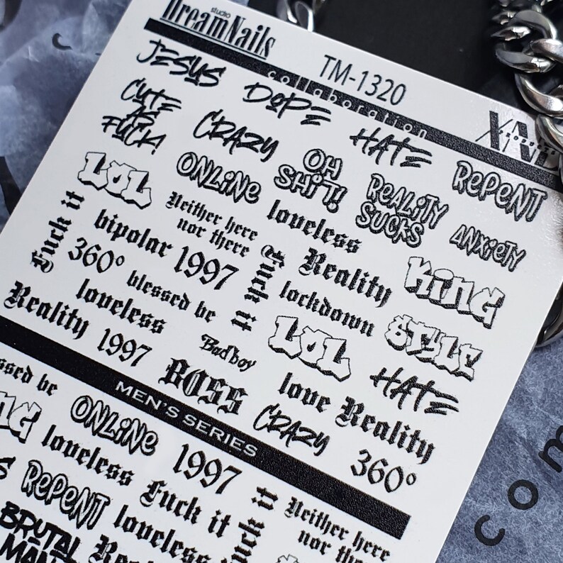 Nail Decal 2D / Men Series/ Phrases/ Letters/ Swear Words/ - Etsy