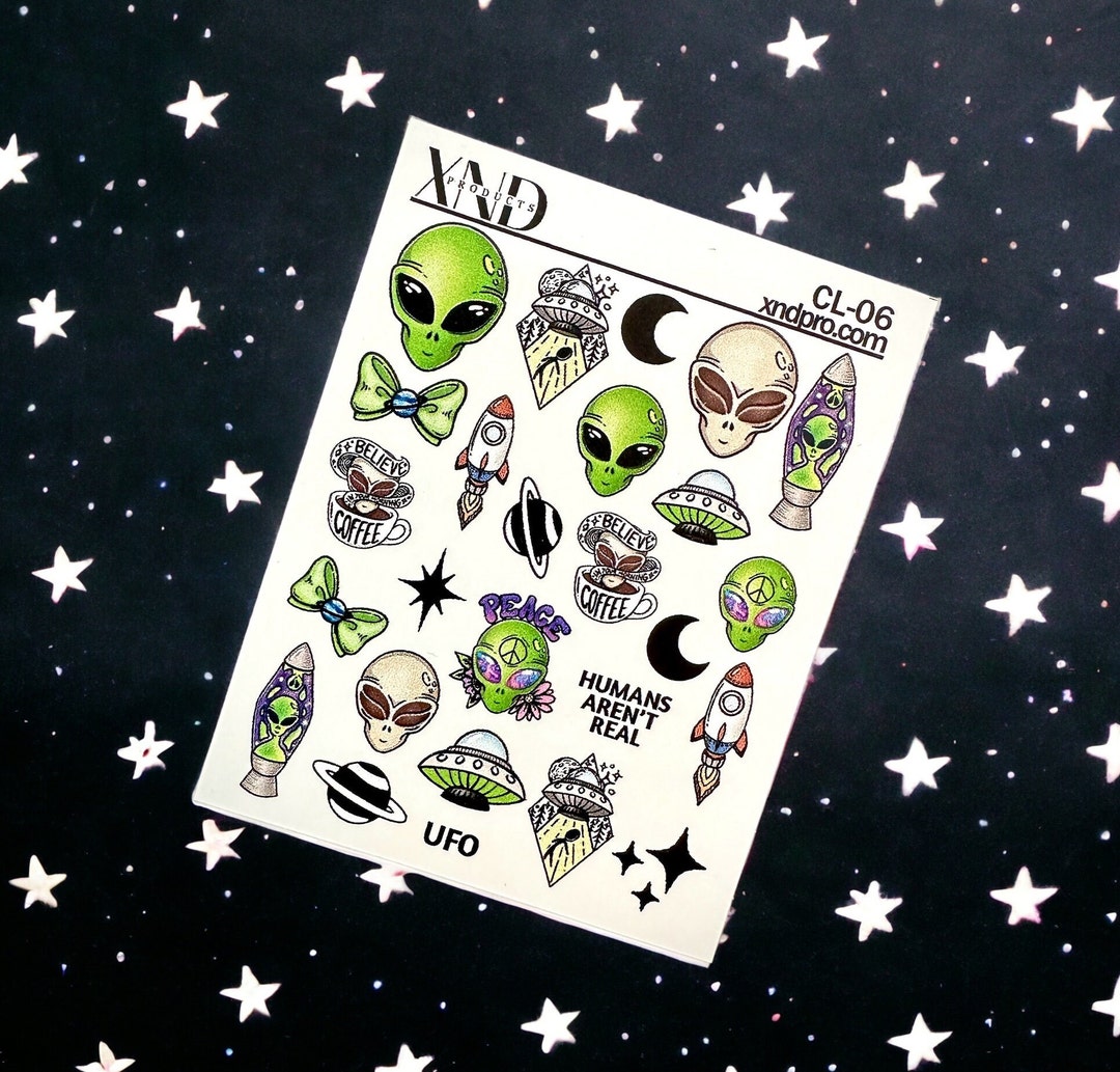 Nail Decal / UFO/ Green Little Man/ Alien/ Space/ Planets/ Nail ...