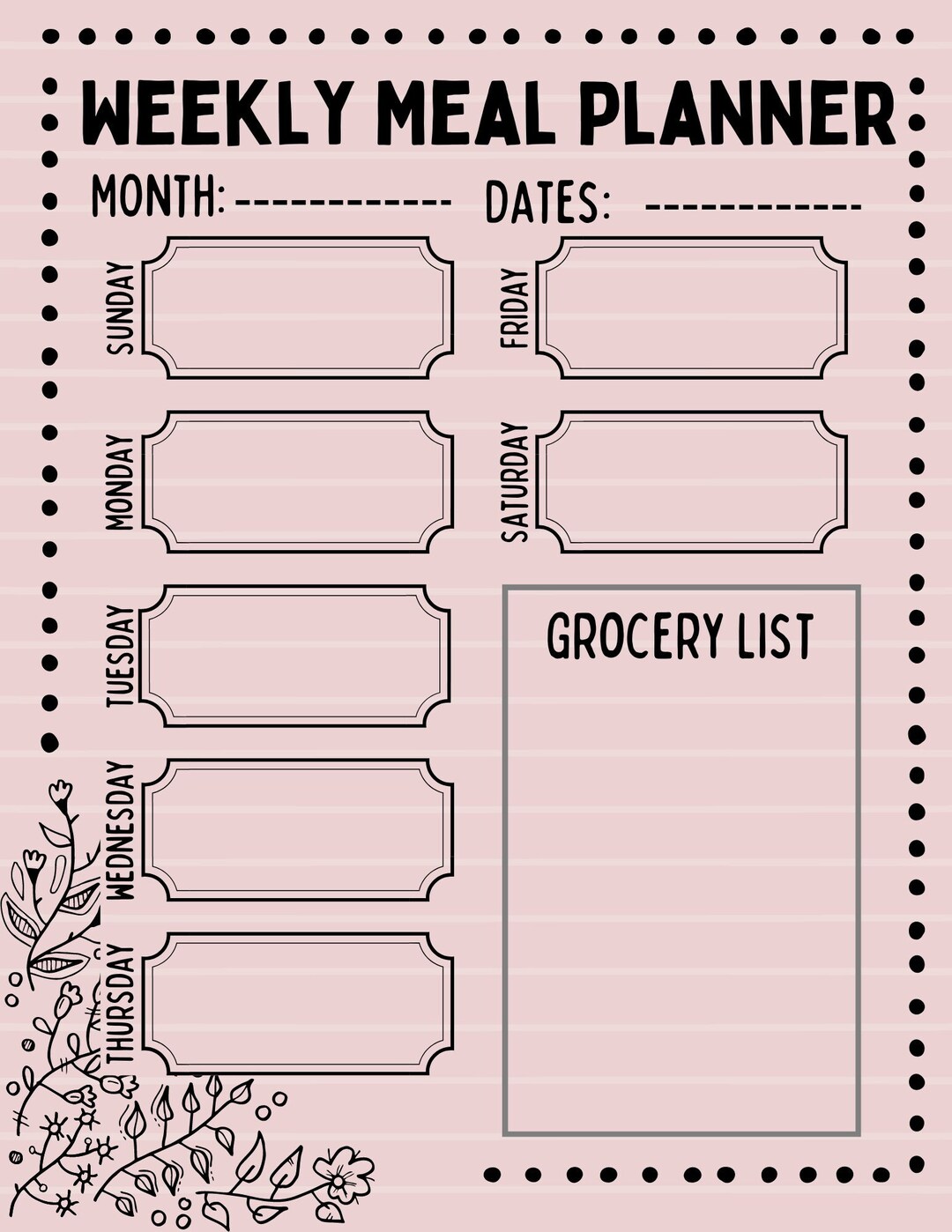 Weekly Meal Planner Printable, Digital and Fillable - Etsy