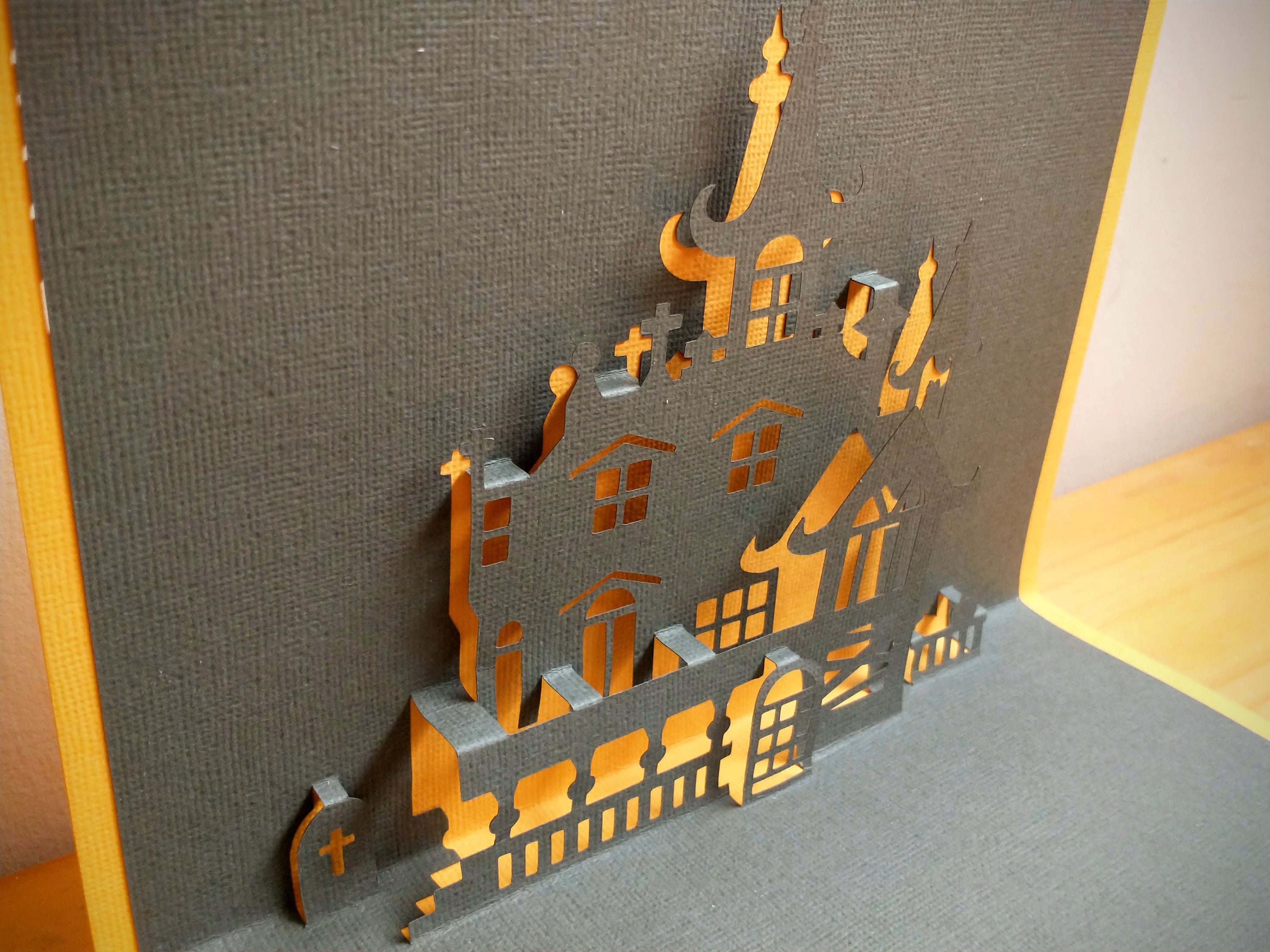 DIY Pop-up Halloween Haunted House Card Template SVG & PDF Digital ...