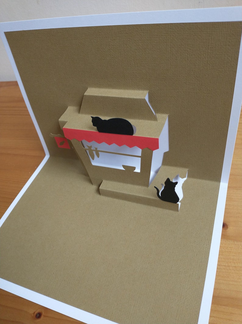 DIY Pop-up Cat and Fish Card Template | SVG & PDF Digital Download | 3D ...
