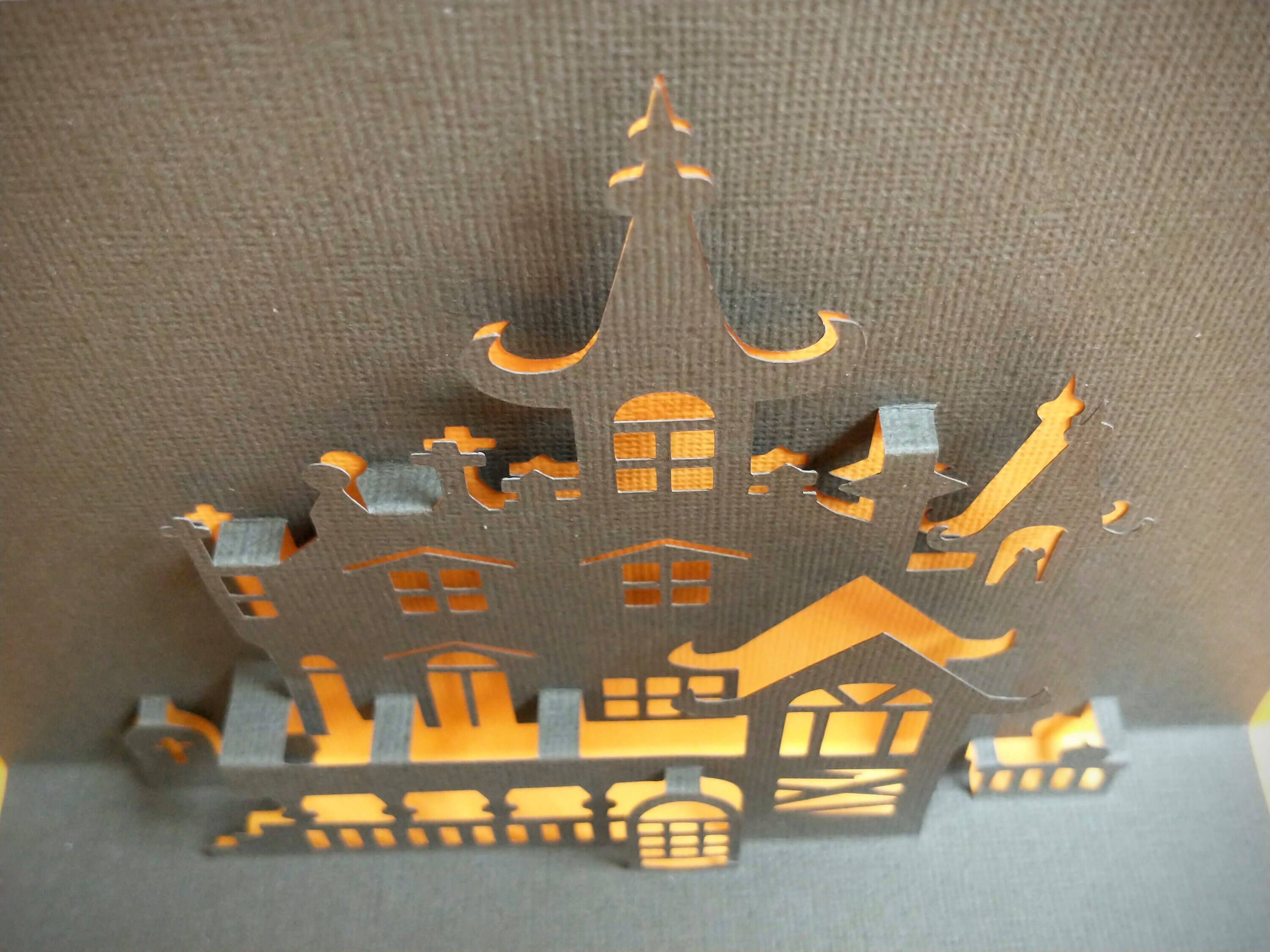 DIY Pop-up Halloween Haunted House Card Template SVG & PDF Digital ...