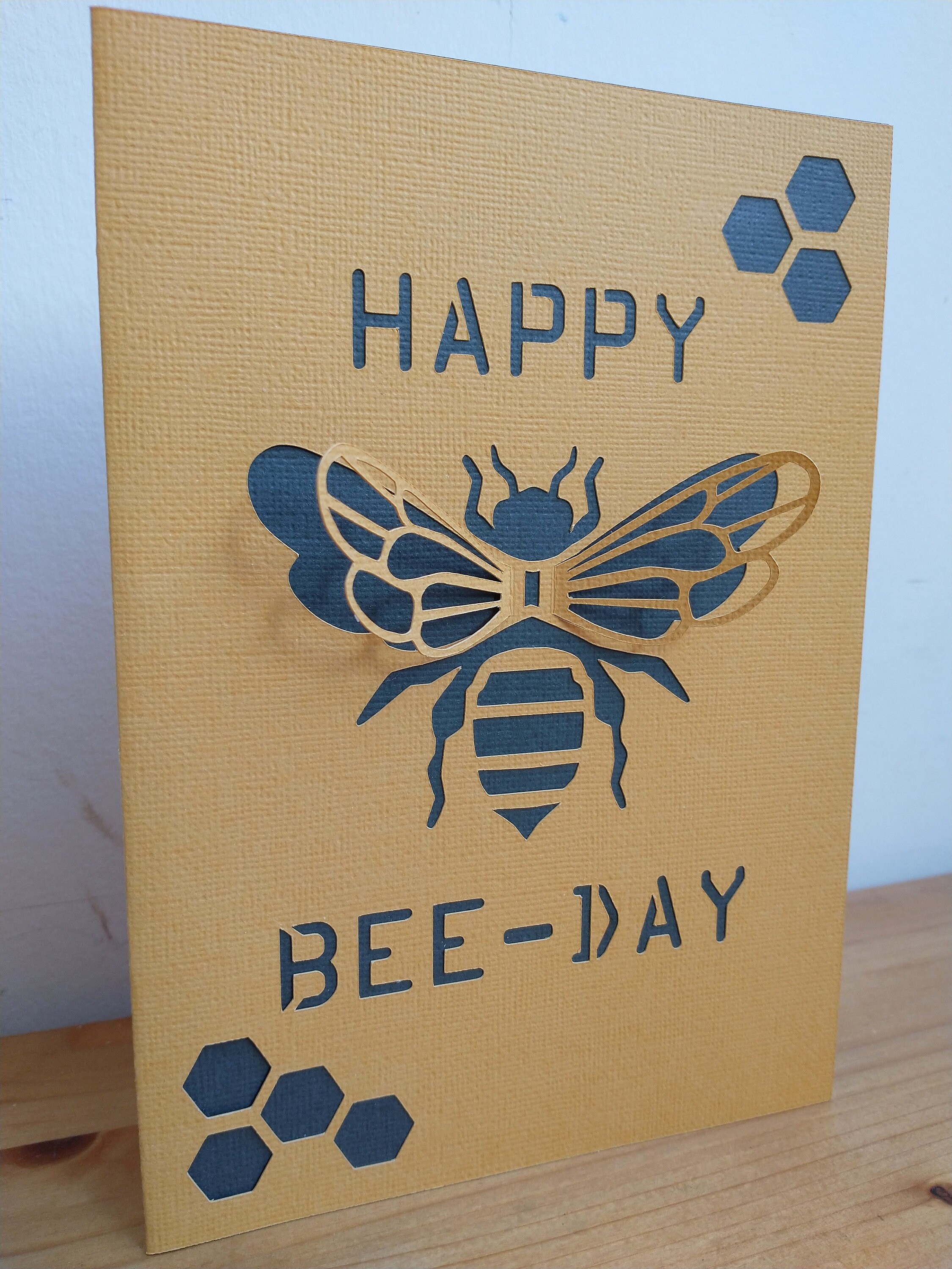 DIY 3D Happy Bee-day Birthday Card Template | SVG & PDF Digital ...