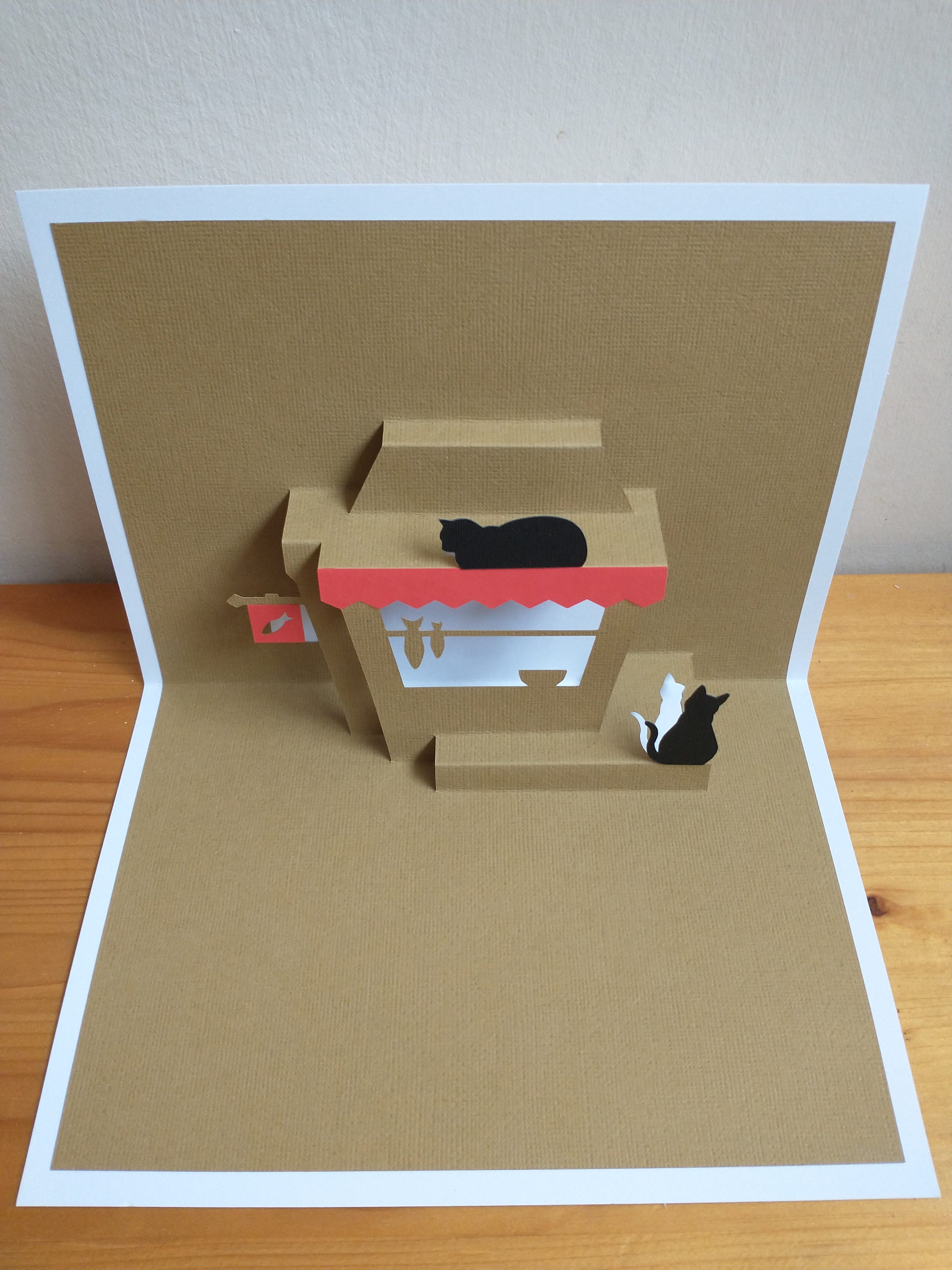 DIY Pop-up Cat and Fish Card Template | SVG & PDF Digital Download | 3D ...