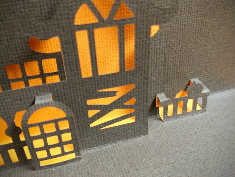 DIY Pop-up Halloween Haunted House Card Template SVG & PDF Digital ...