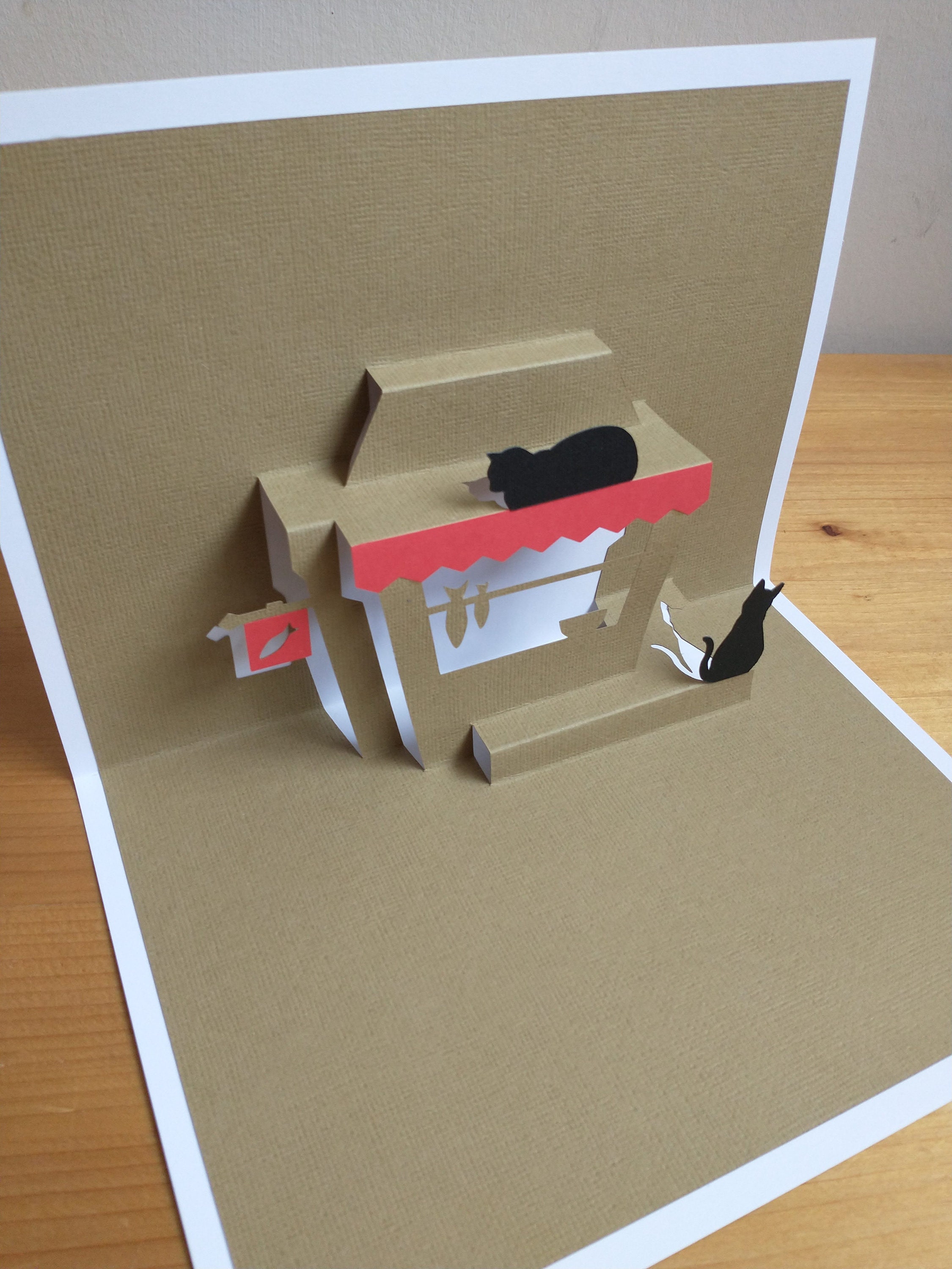 DIY Pop-up Cat and Fish Card Template SVG & PDF Digital - Etsy