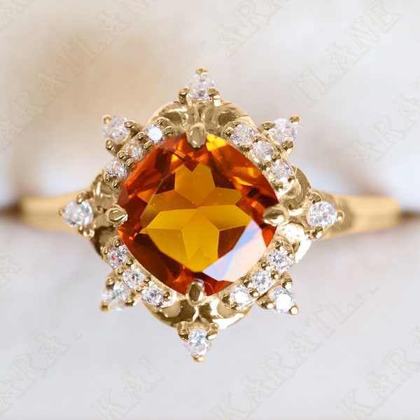 Orange Gemstone Ring - Etsy