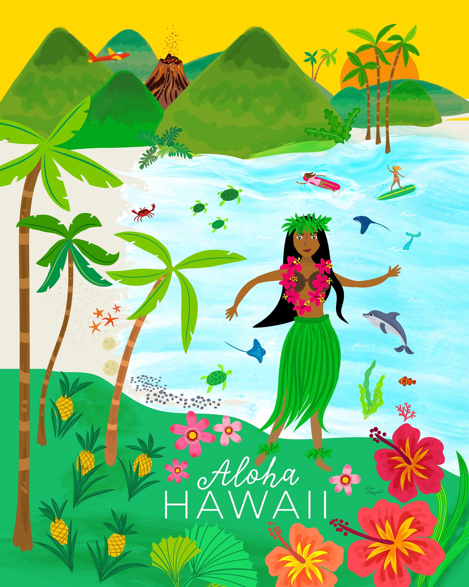 Aloha Hawaii Tropical Poster - Lisa Monias - Etsy