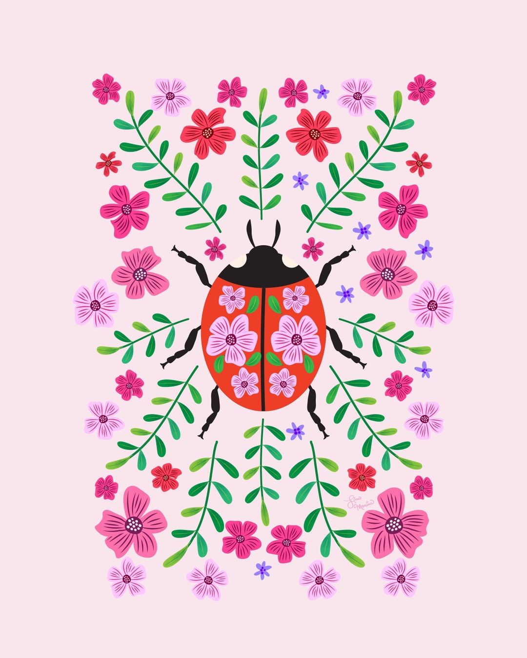 Ladybug Garden Poster — Lisa Monias - Etsy