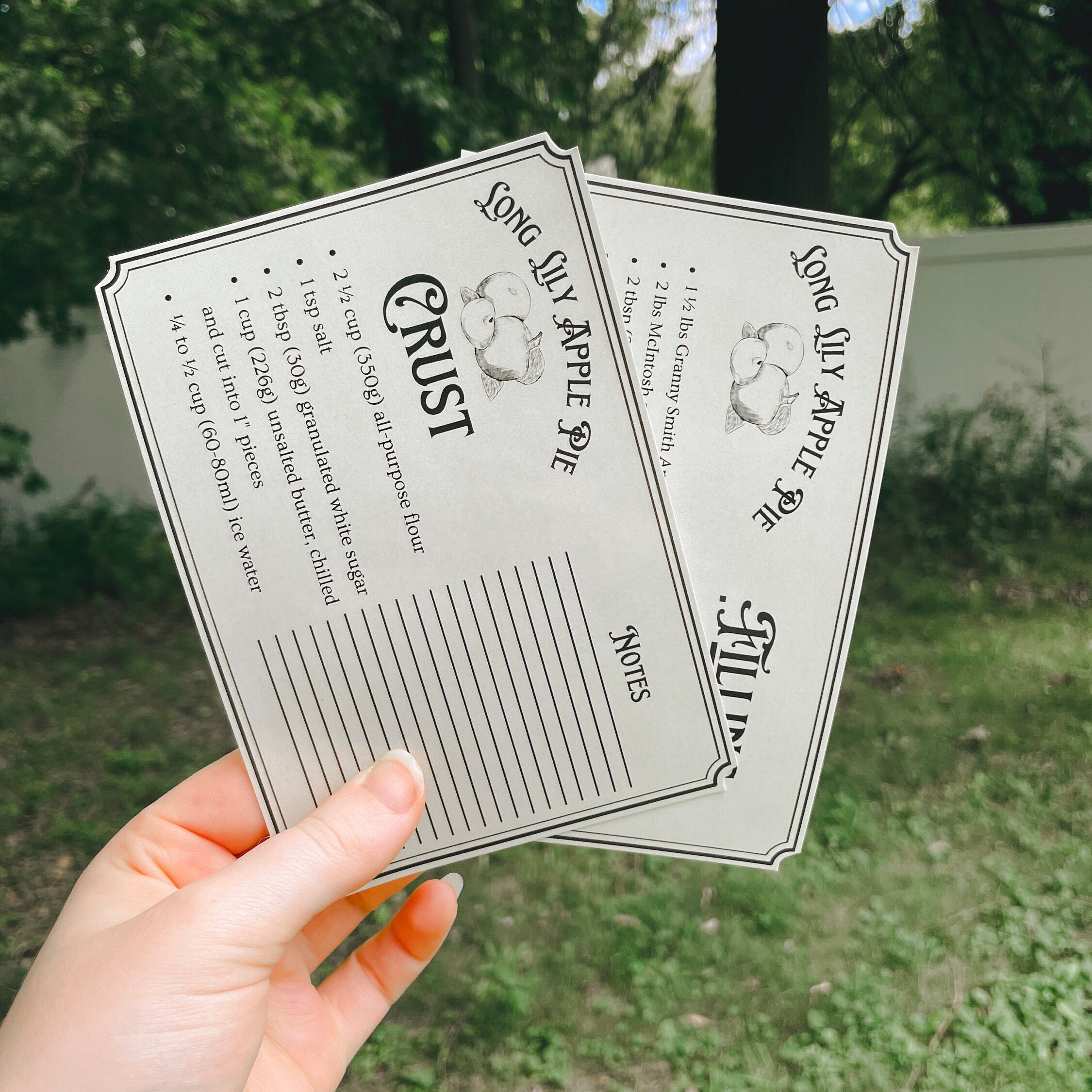 Long Lily Apple Pie Recipe Cards - Etsy