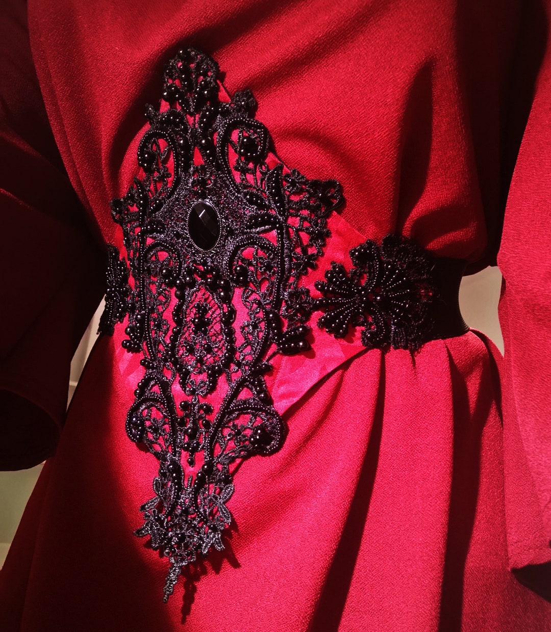 Gothic Belt With Beaded Lace Appliqué - Etsy