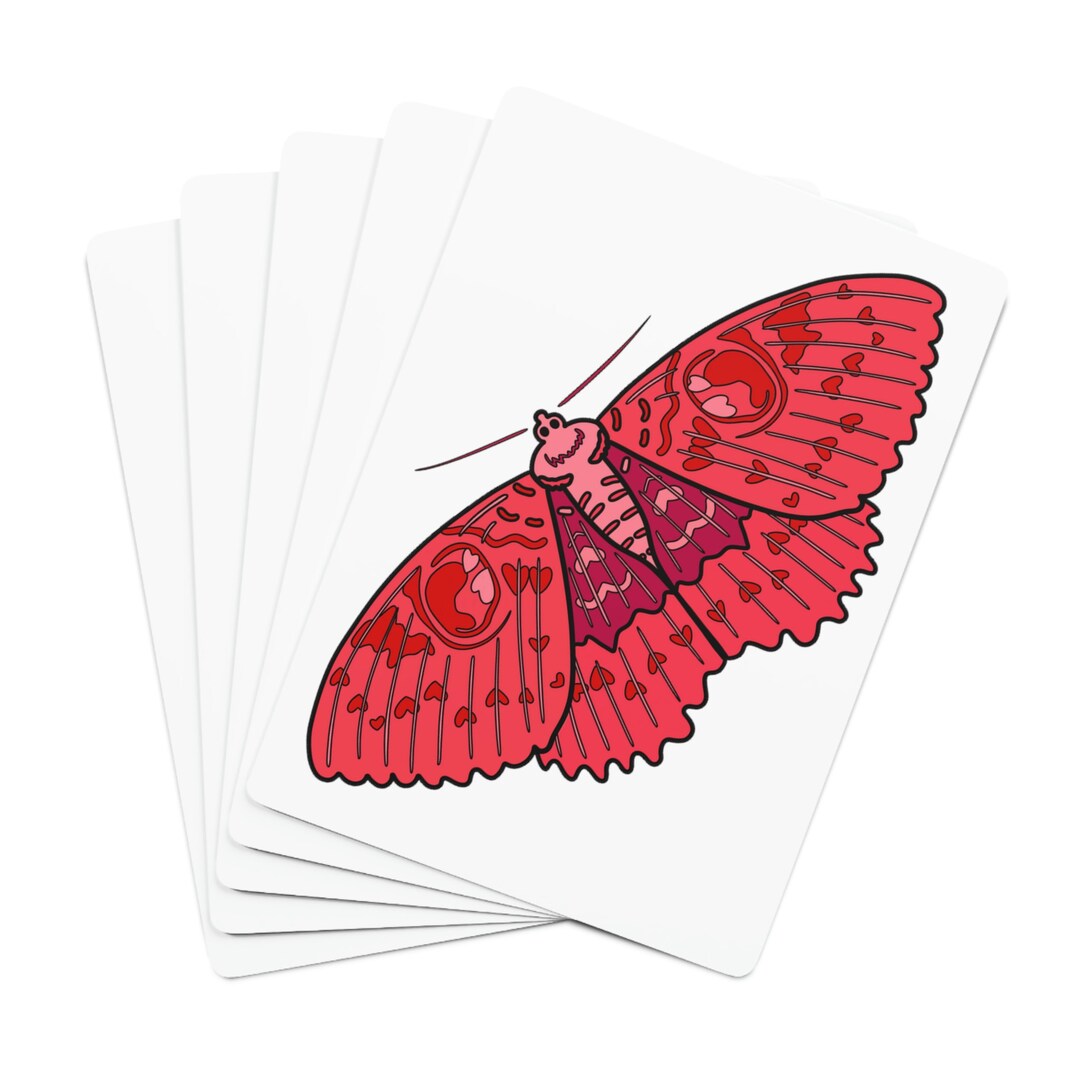 Heart Moth Valentines Playing Cards white - Etsy