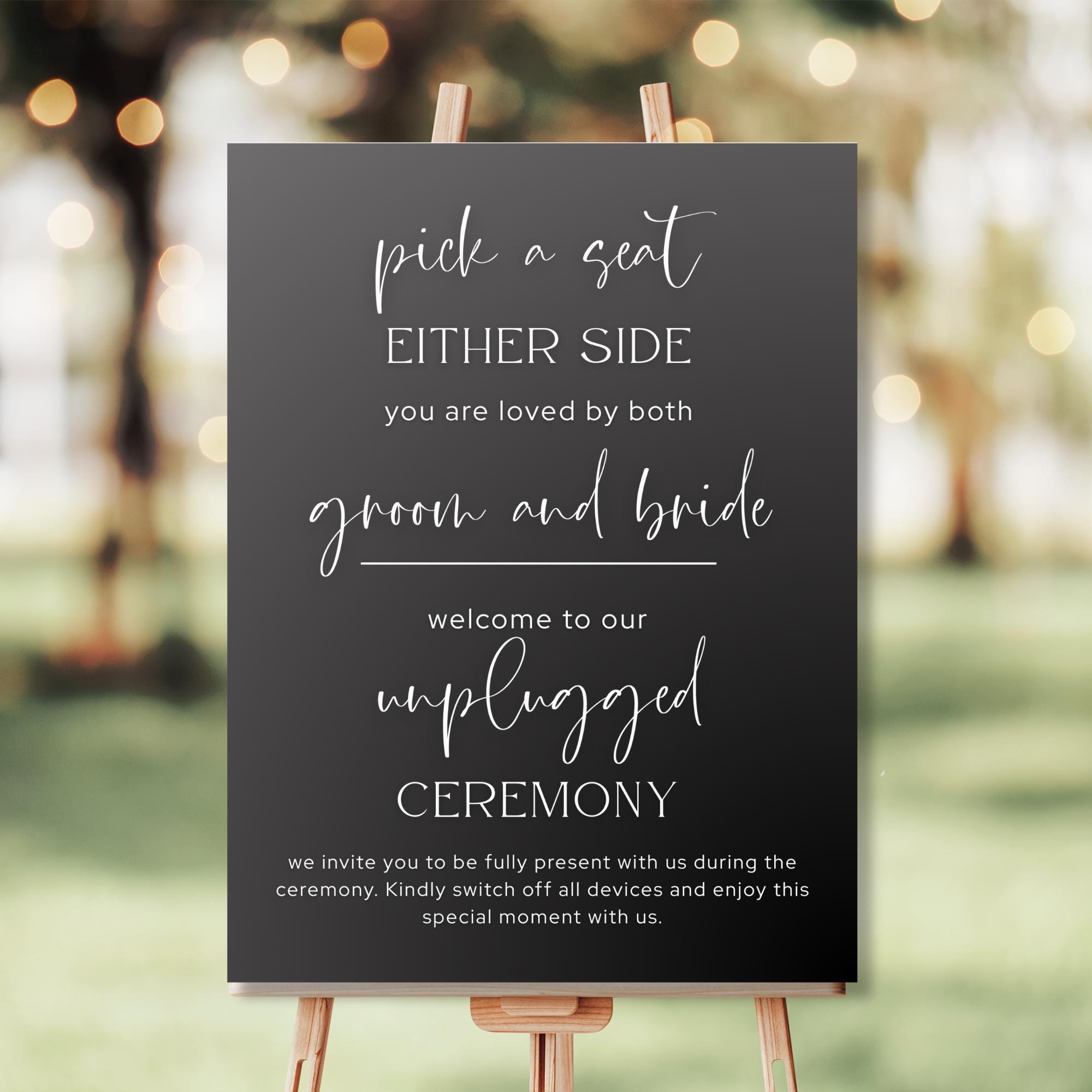 Pick A Seat Not A Side Sign Wedding Ceremony Seating Sign Unplugged ...