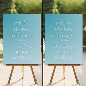Sandy Toes & Salty Kisses Sign Beach Wedding Reception Ideas Seashell ...
