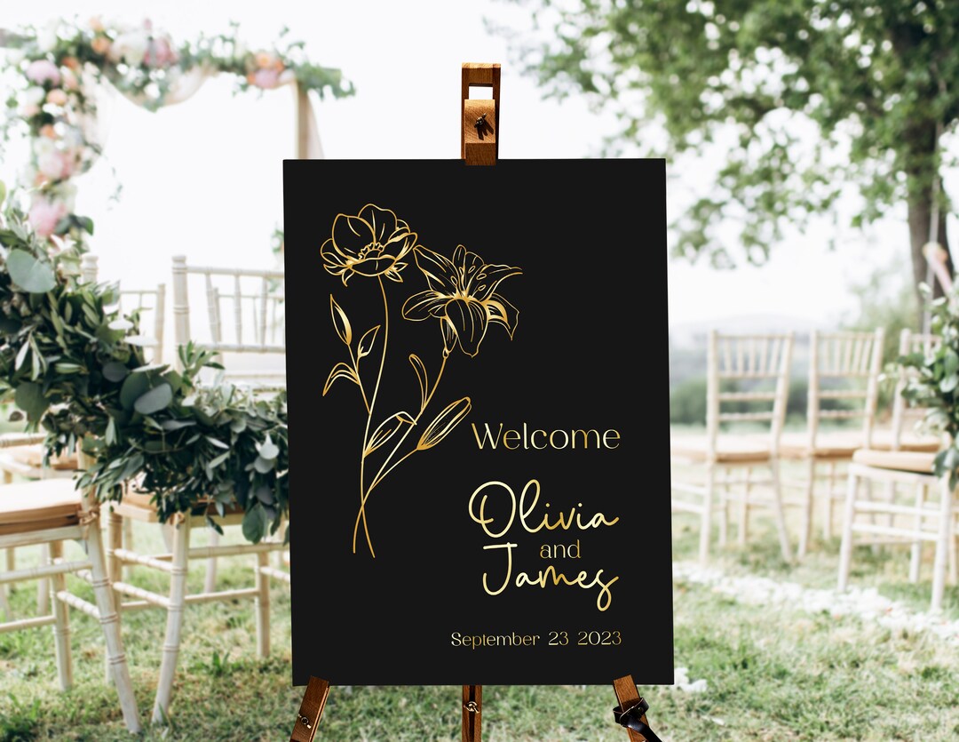 Black and Gold Welcome Wedding Sign Template Black Gold Welcome ...