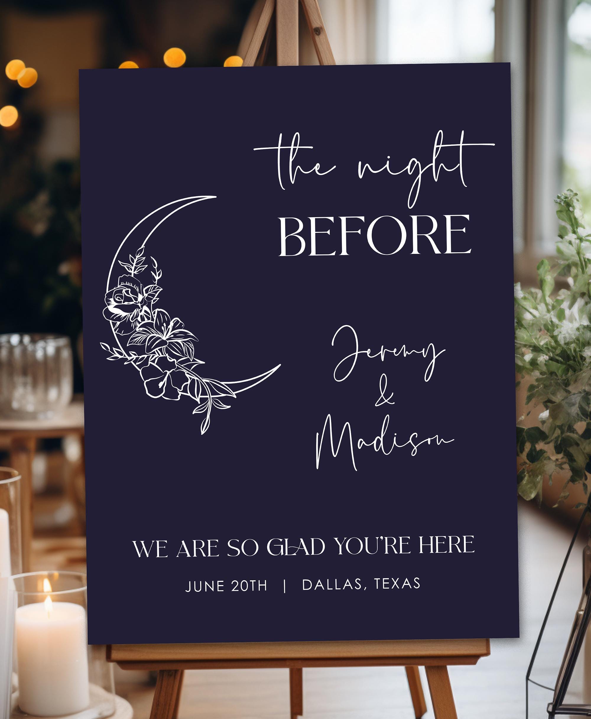 Blue the Night Before Sign for Wedding Blue Rehearsal Dinner Sign the ...