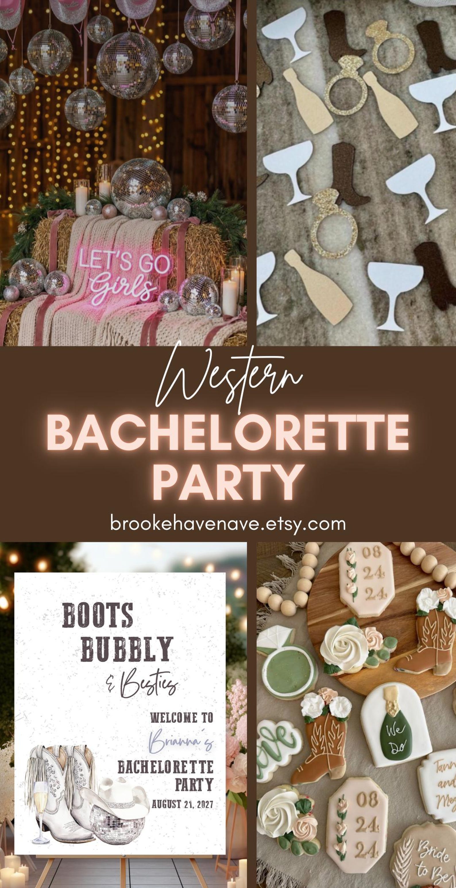 Boots Bubbly and Besties Bachelorette Party Disco Cowgirl Sign Western ...