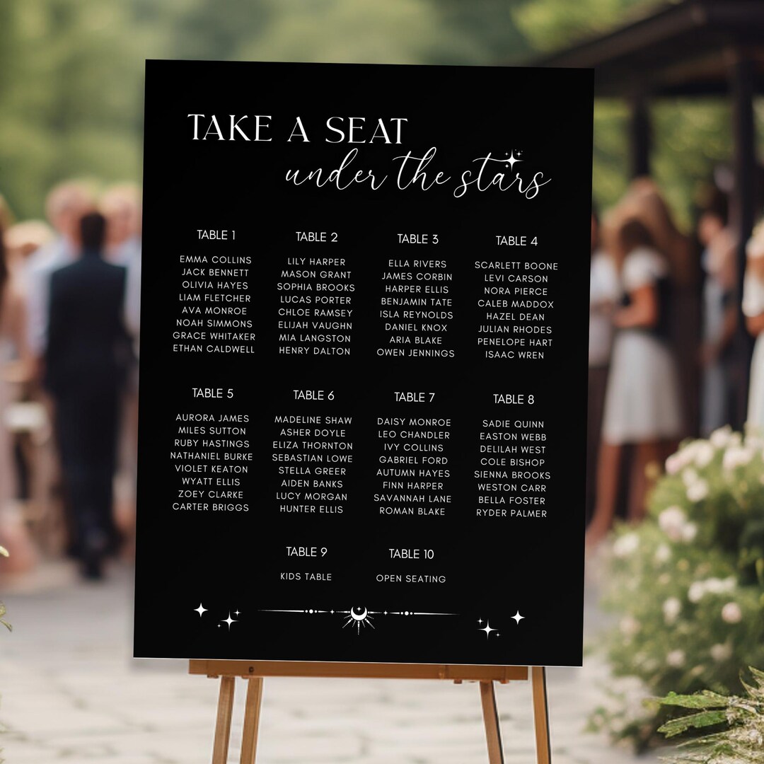Take A Seat Wedding Sign Moon and Stars Seating Chart Celestial Wedding ...