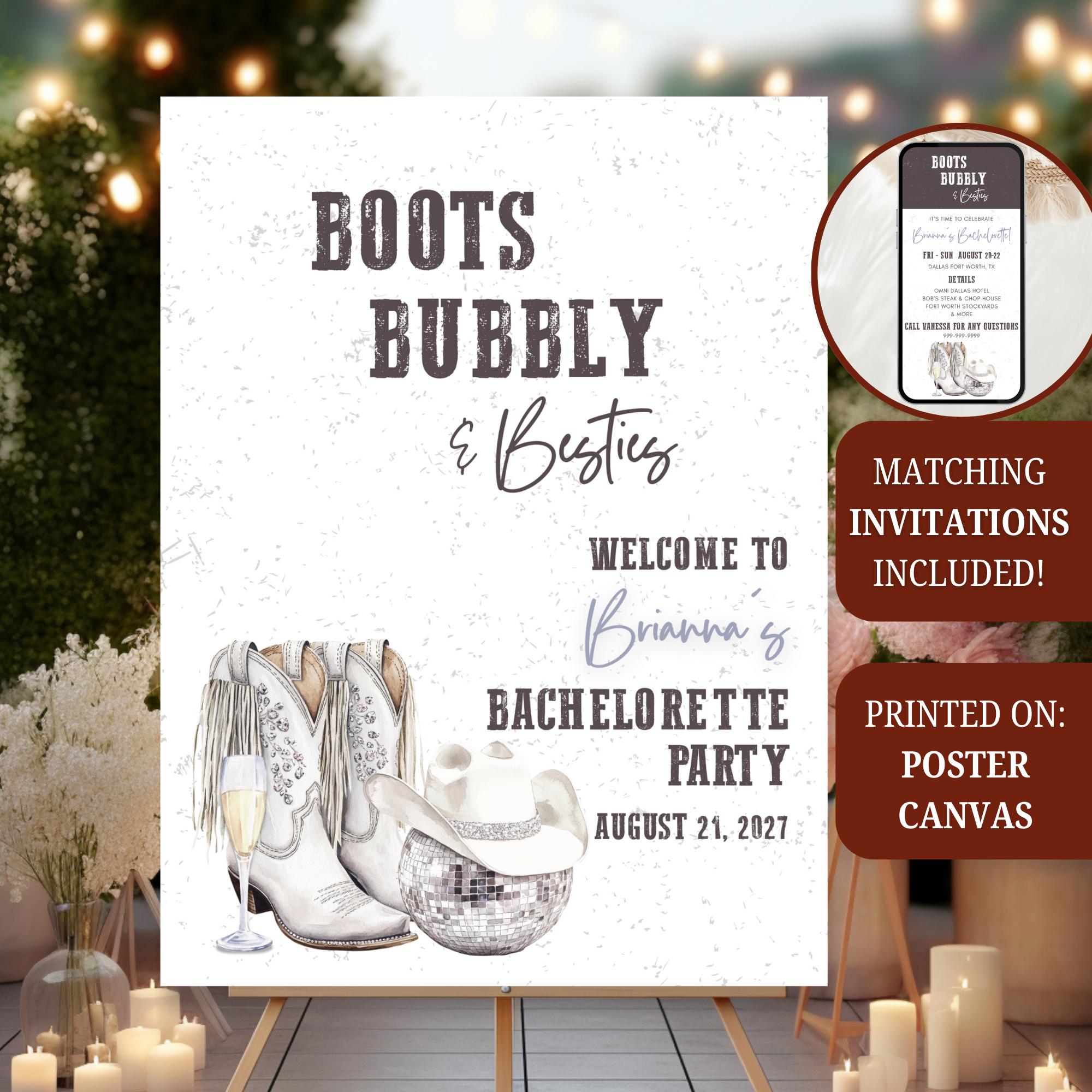 Boots Bubbly and Besties Bachelorette Party Disco Cowgirl Sign Western ...