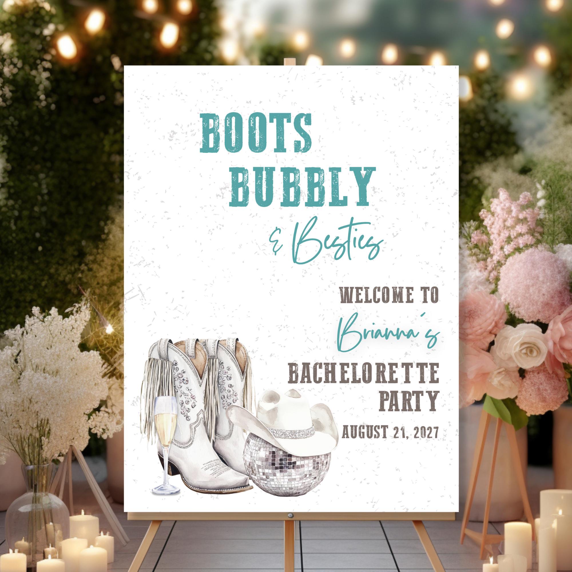 Boots Bubbly and Besties Bachelorette Party Disco Cowgirl Sign Western ...