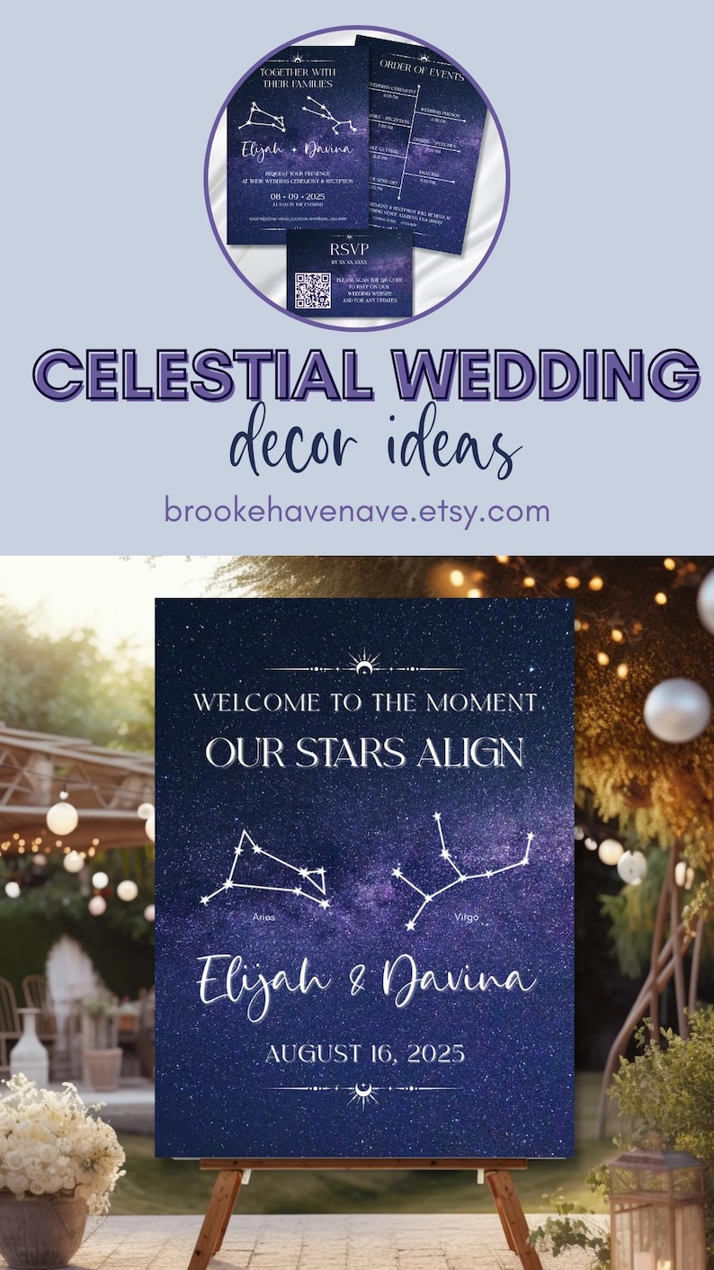 Moon and Stars Celestial Wedding Sign Celestial Welcome Sign for ...