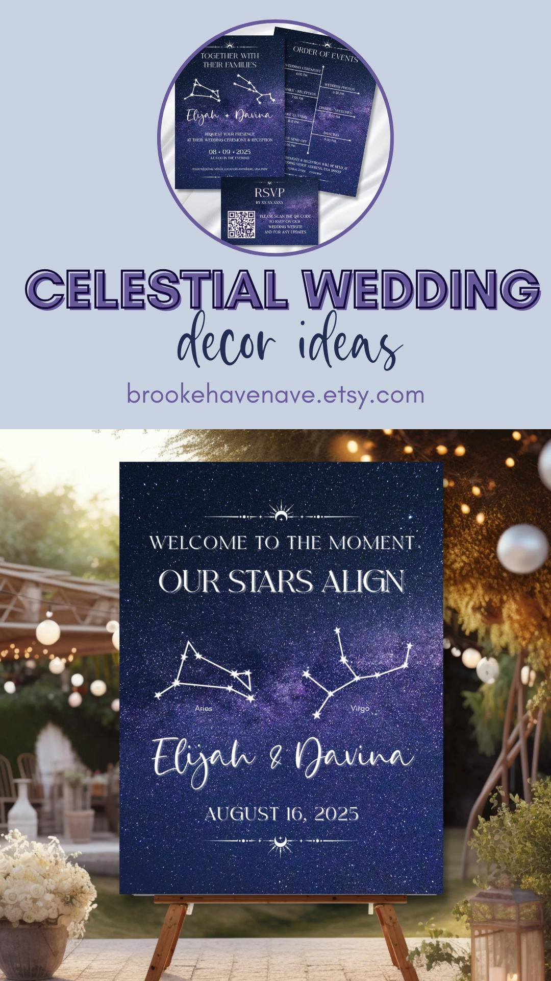 Moon and Stars Celestial Wedding Sign Celestial Welcome Sign for ...