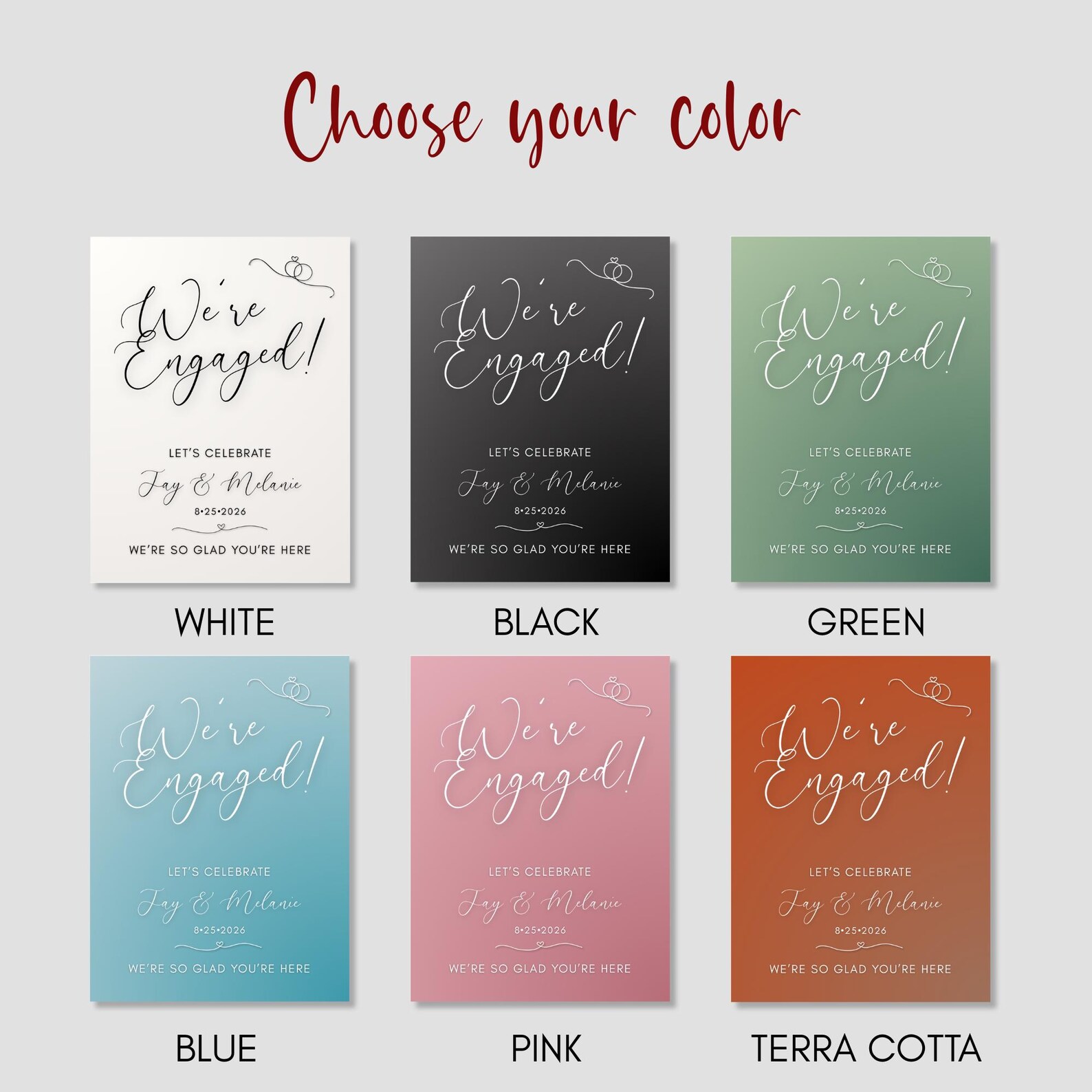 We're Engaged Let's Celebrate Poster We're Engaged Sign Modern ...
