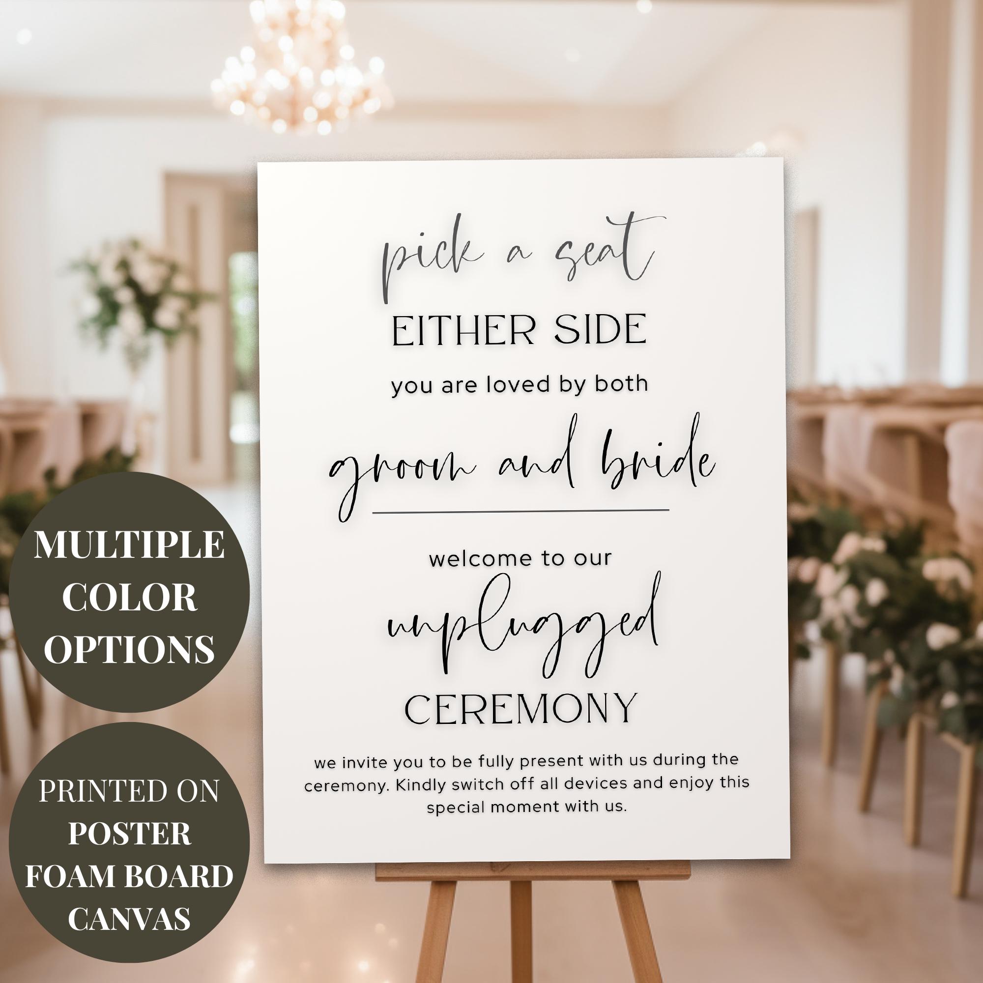 Pick A Seat Not A Side Sign Wedding Ceremony Seating Sign Unplugged ...