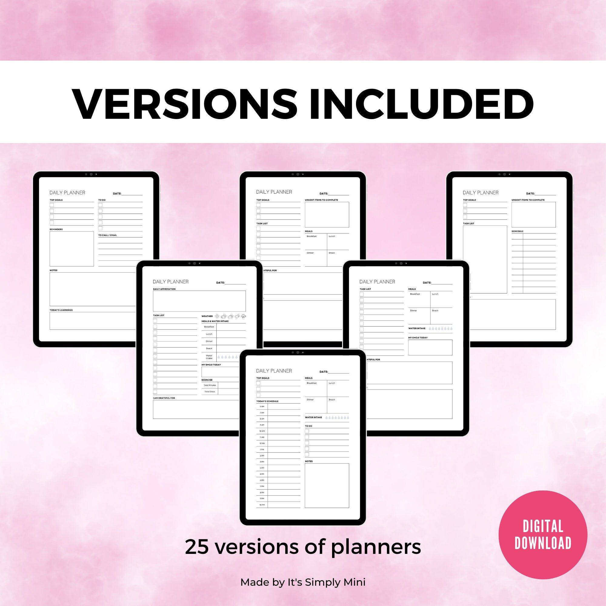 Printable Daily Planner Bundle A4 A5 and US Letter Sizes - Etsy
