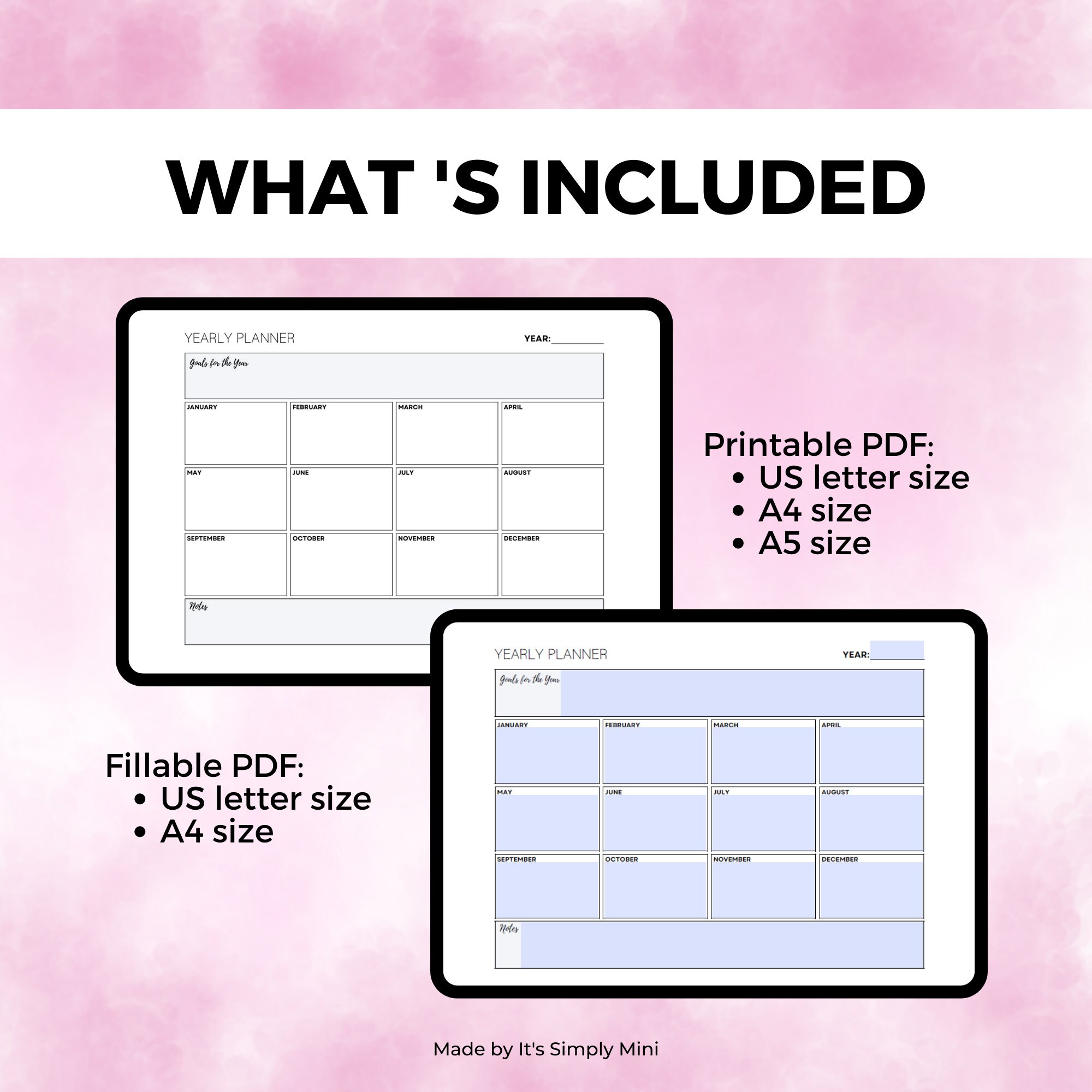 Printable Yearly Planner for Printouts Goodnotes PDF A4 - Etsy Australia