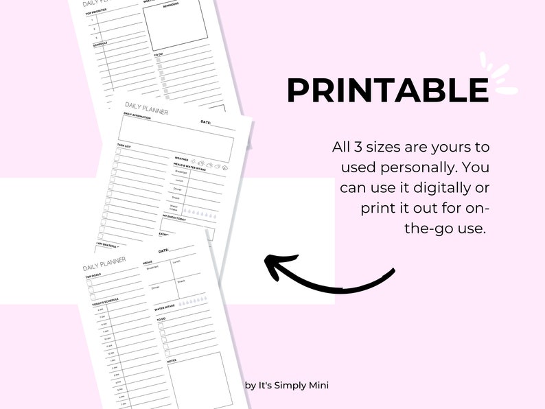 Printable Daily Planner Bundle A4 A5 and US Letter Sizes - Etsy