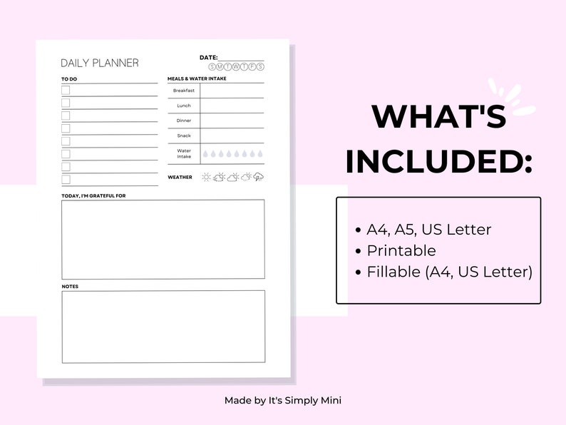 Printable Daily Planner Bundle A4 A5 and US Letter Sizes - Etsy