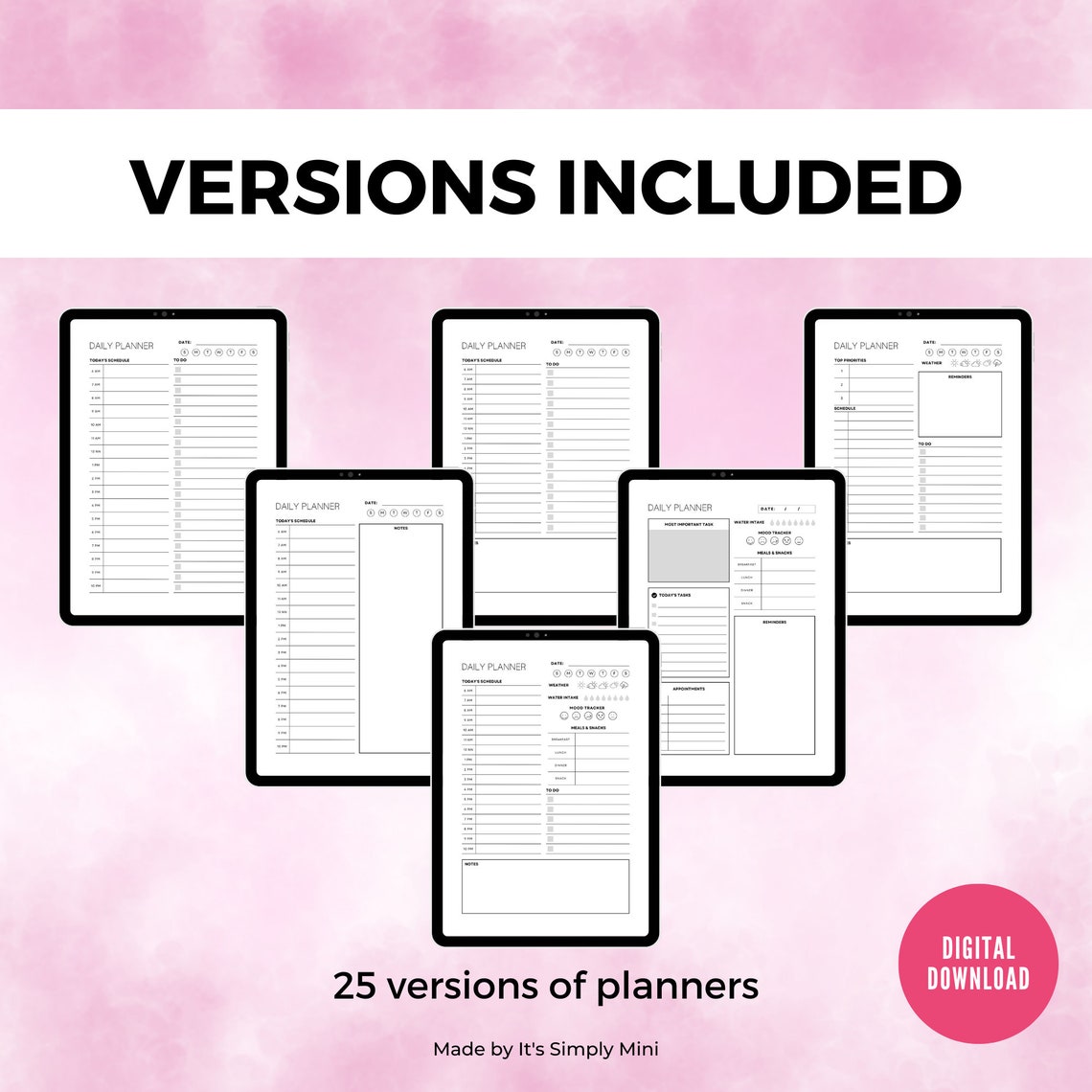 Printable Daily Planner Bundle A4 A5 and US Letter Sizes - Etsy